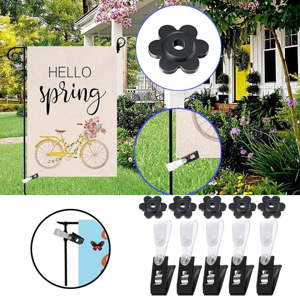 Ruifaya 5 Set Garden Flag Clips and Stoppers, Rubber Garden Flag ...