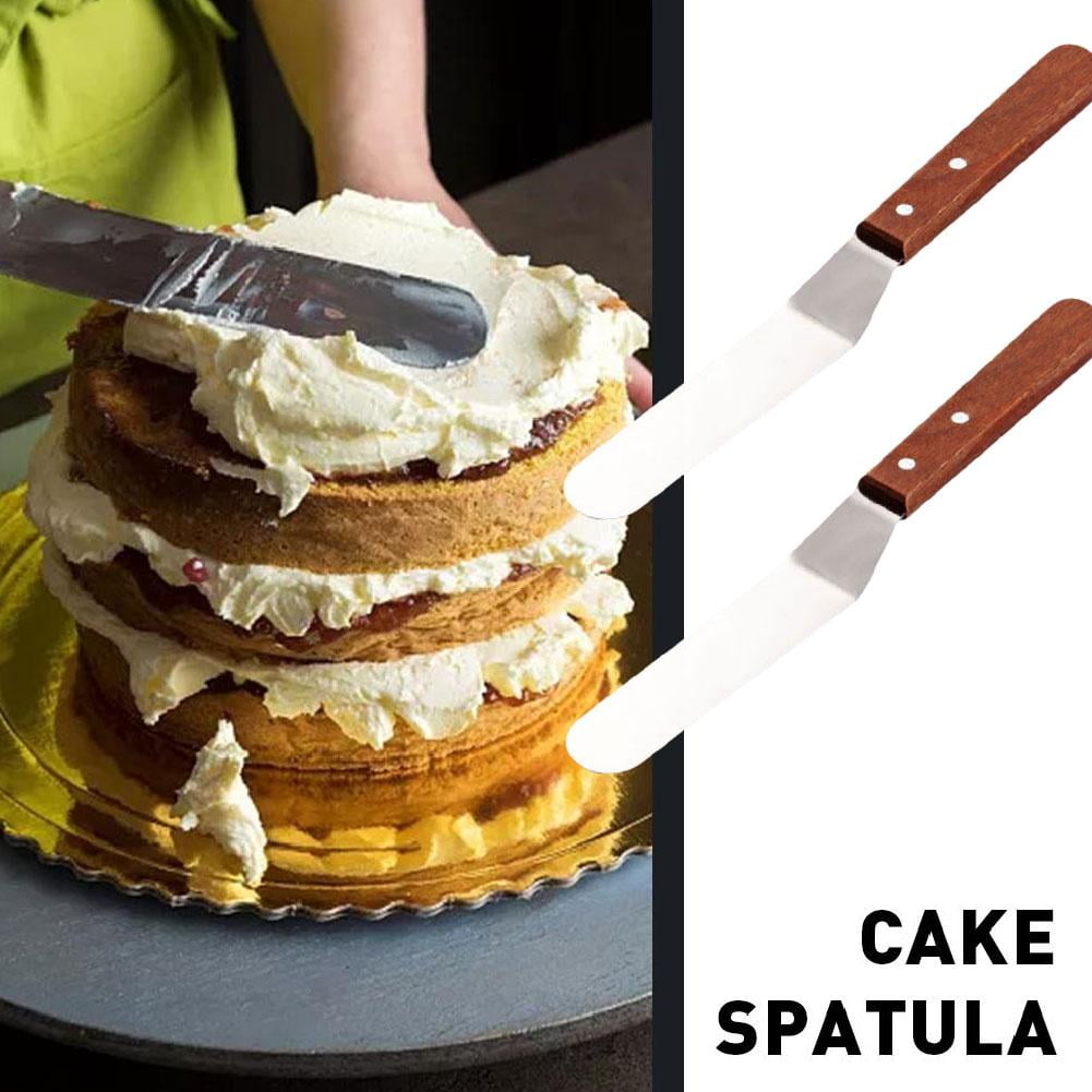 Ruifaya 6 inch curved spatula (A) $ stainless steel cake spatula wooden ...