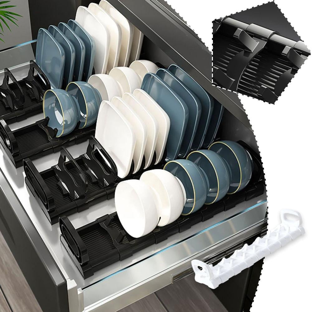 Ruifaya Kitchen Adjustable Dish Rack Under Cabinet Drawer Bowls Plate ...