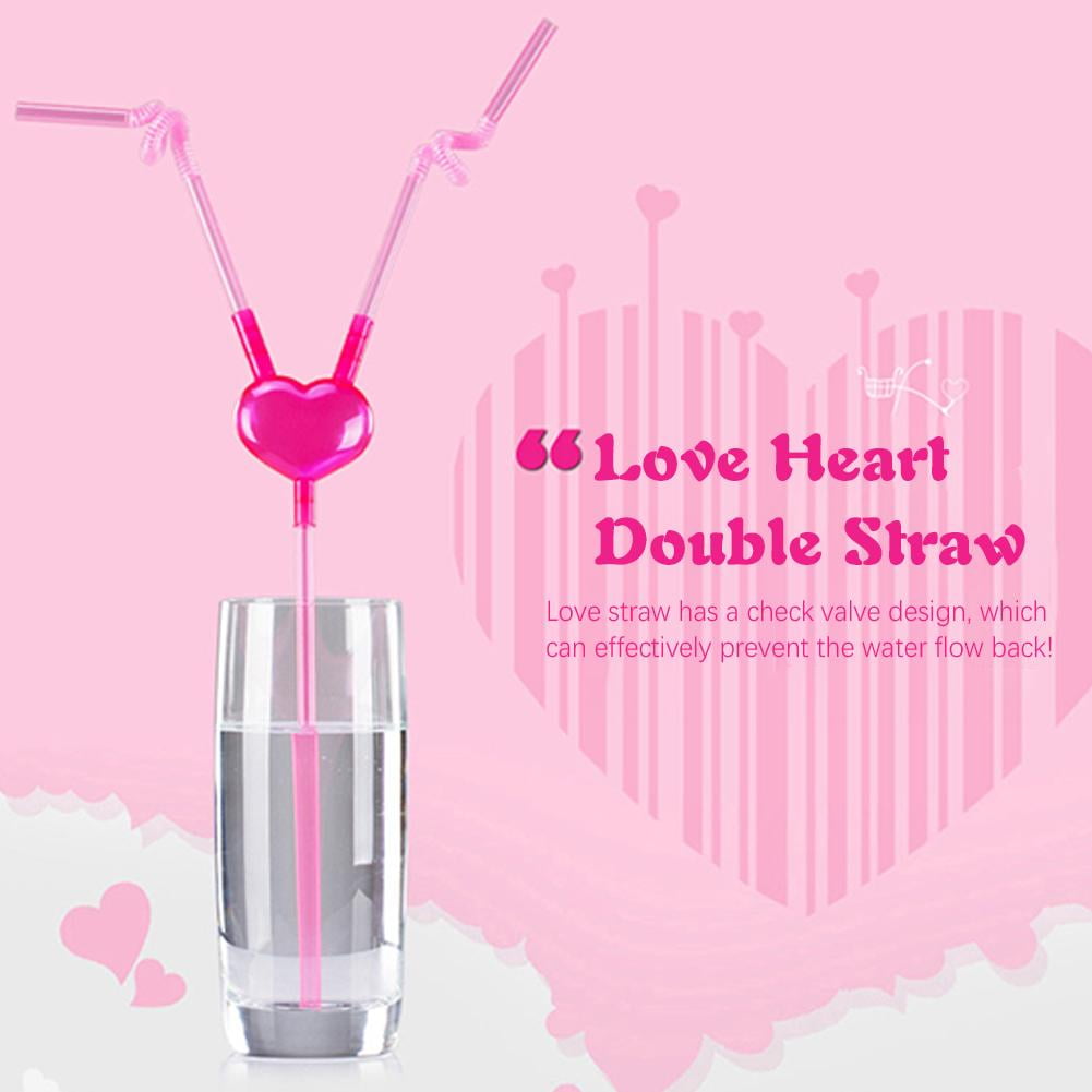Ruifaya Love Heart Double Straw Flexible Drinking Tube Unique Straws ...