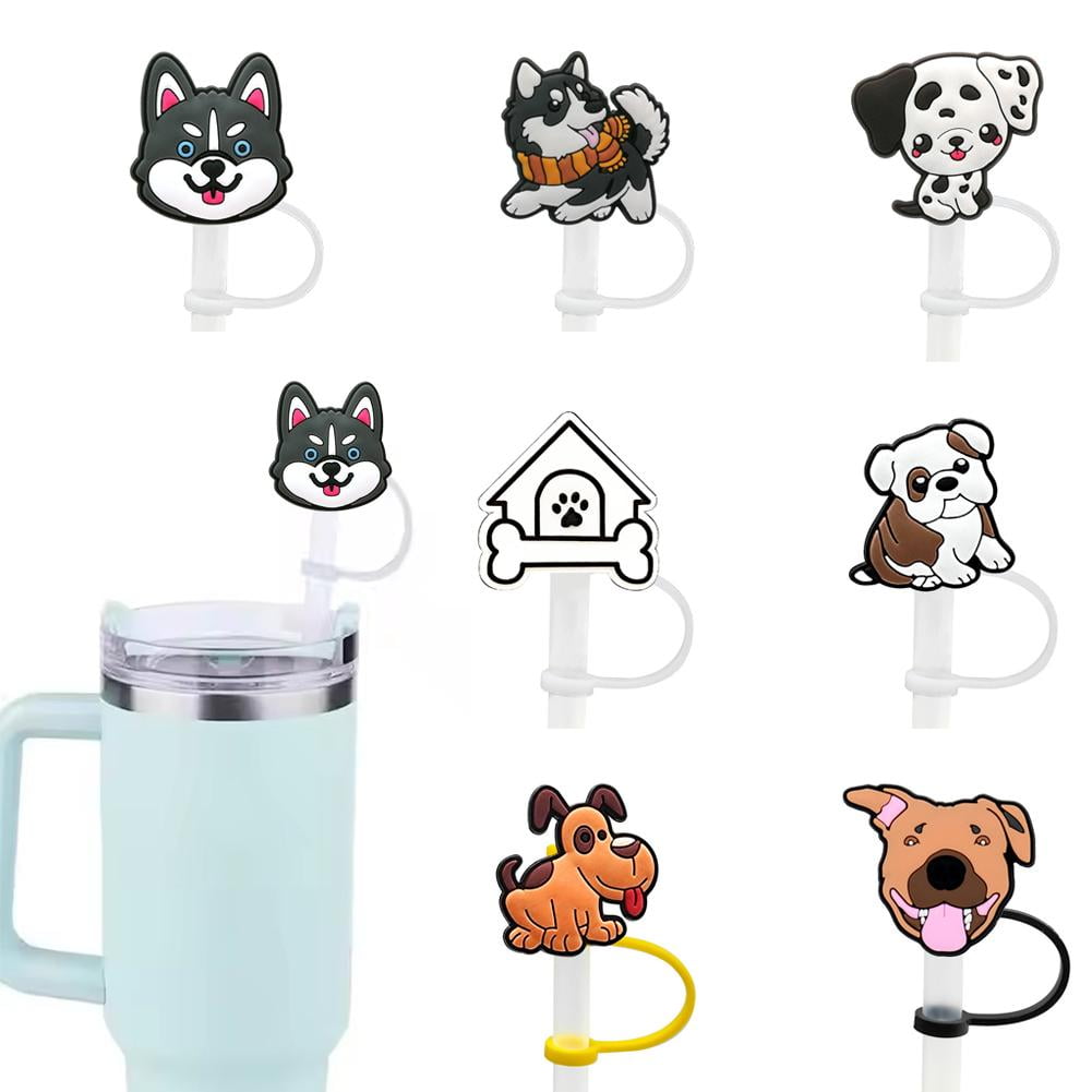 Ruifaya New Cartoon Dog Straw Cover 10MM Straw Silicone Dustproof ...