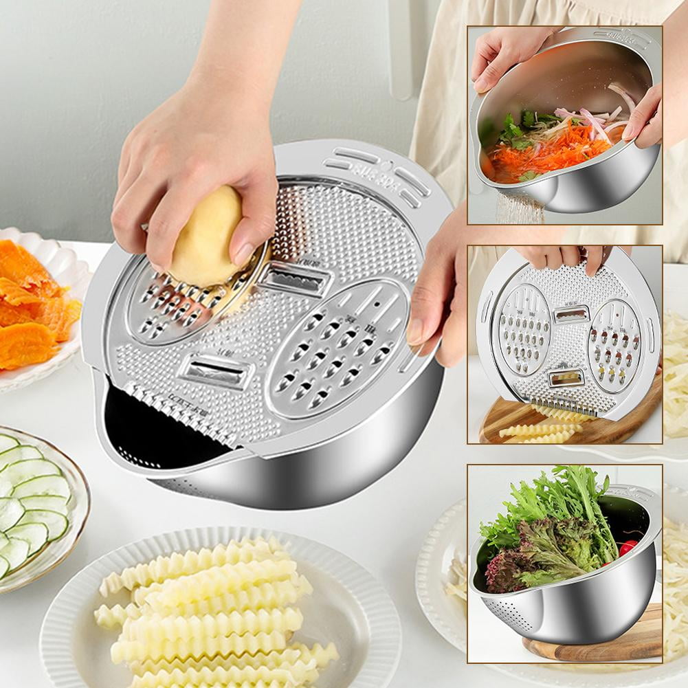 Ruifaya Rice Washer Strainer Bowl Drain with Multifunctional Grater ...