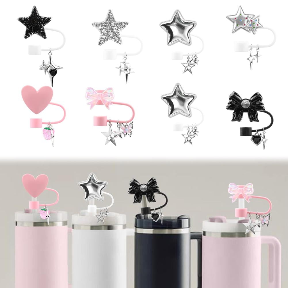 Ruifaya Set Pink (B)$Silicone Straw Cover for Stanley Cup Cute Glitter ...