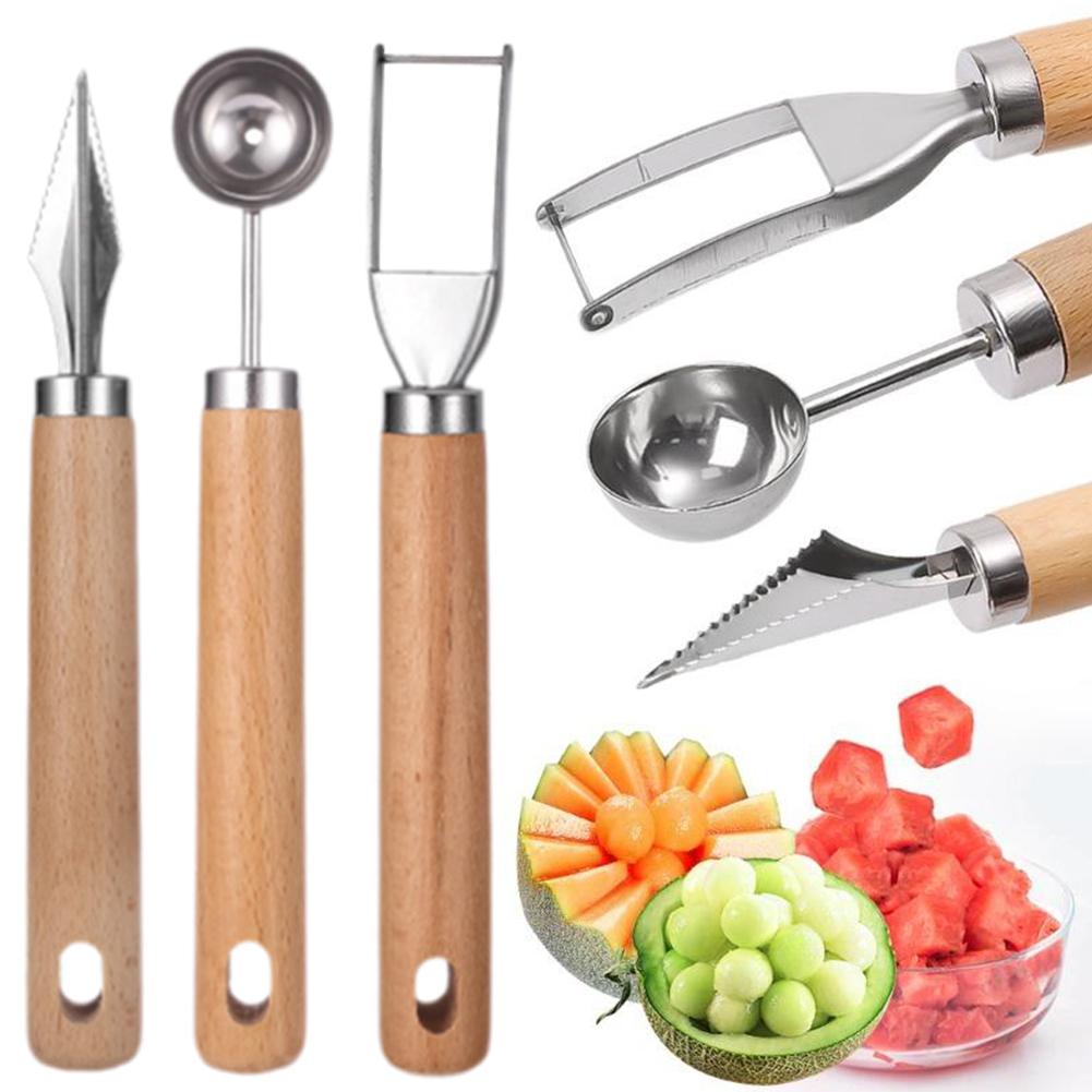 Ruifaya Wooden handle watermelon cutter + color box (A) $ New product ...