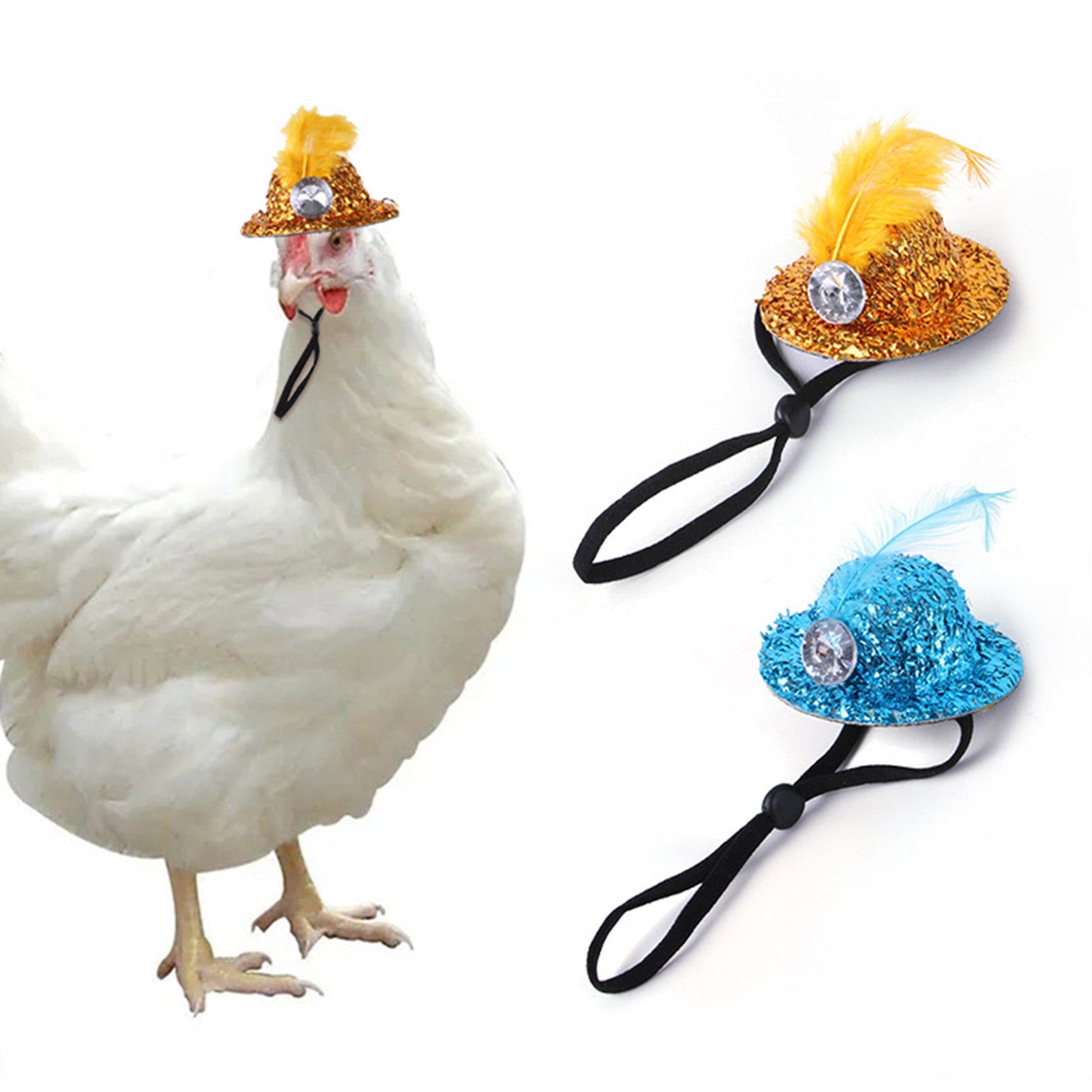 Ruike Adjustable Chicken Hat with Feather Decor Elastic Chin Strap ...