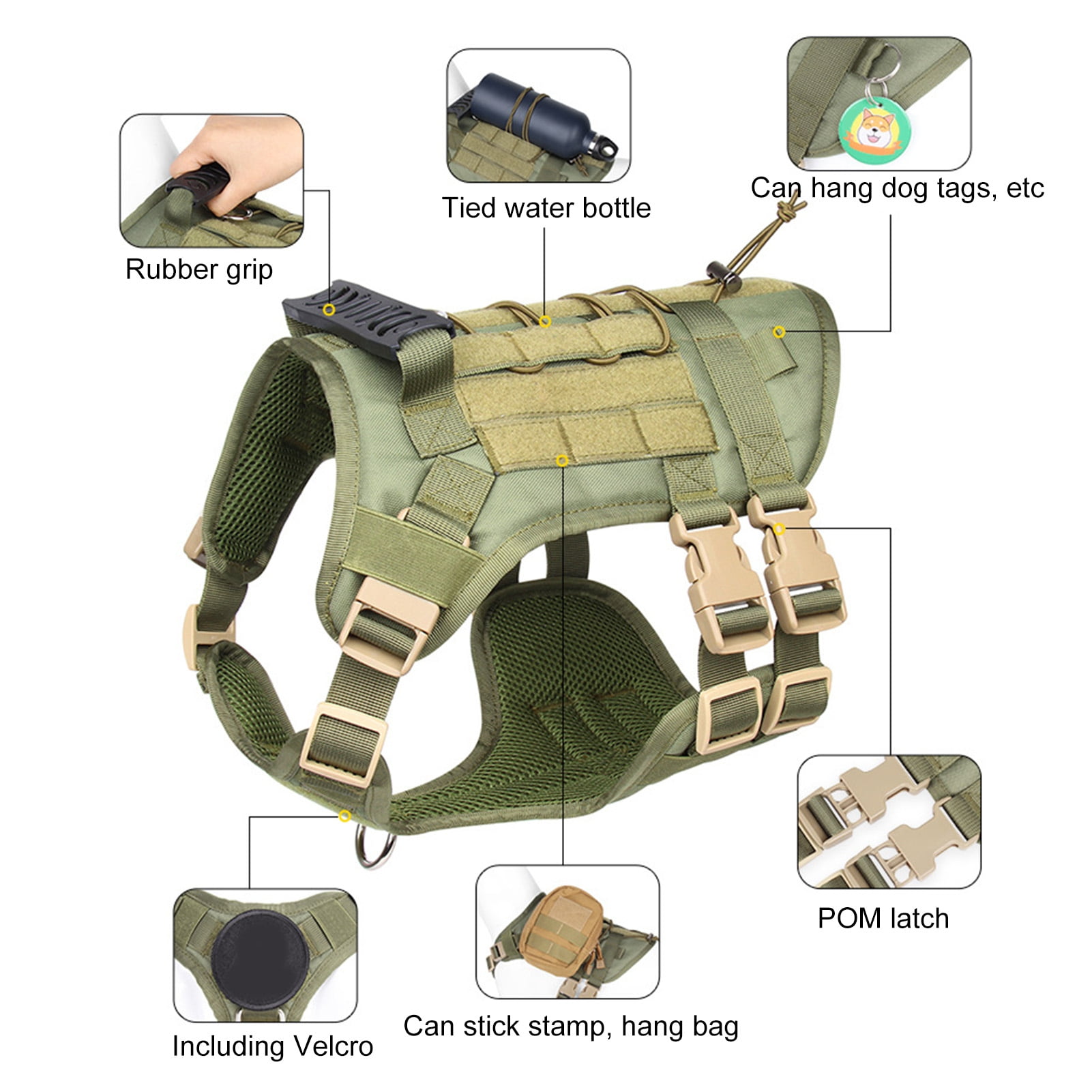 Ruike Outdoor Dog Harness - Adjustable, Waterproof, Explosion-proof ...