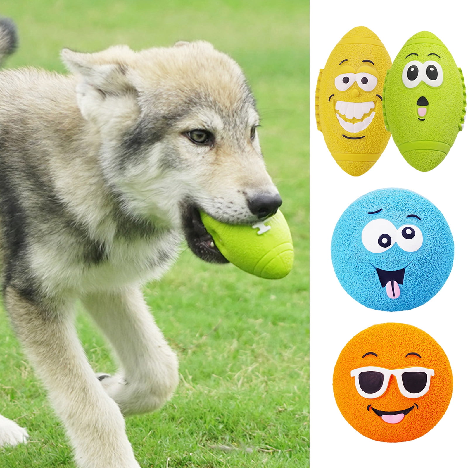 Ruike Soft Bite Resistant Funny Face Dog Squeaky Toy - Built-in Sound ...
