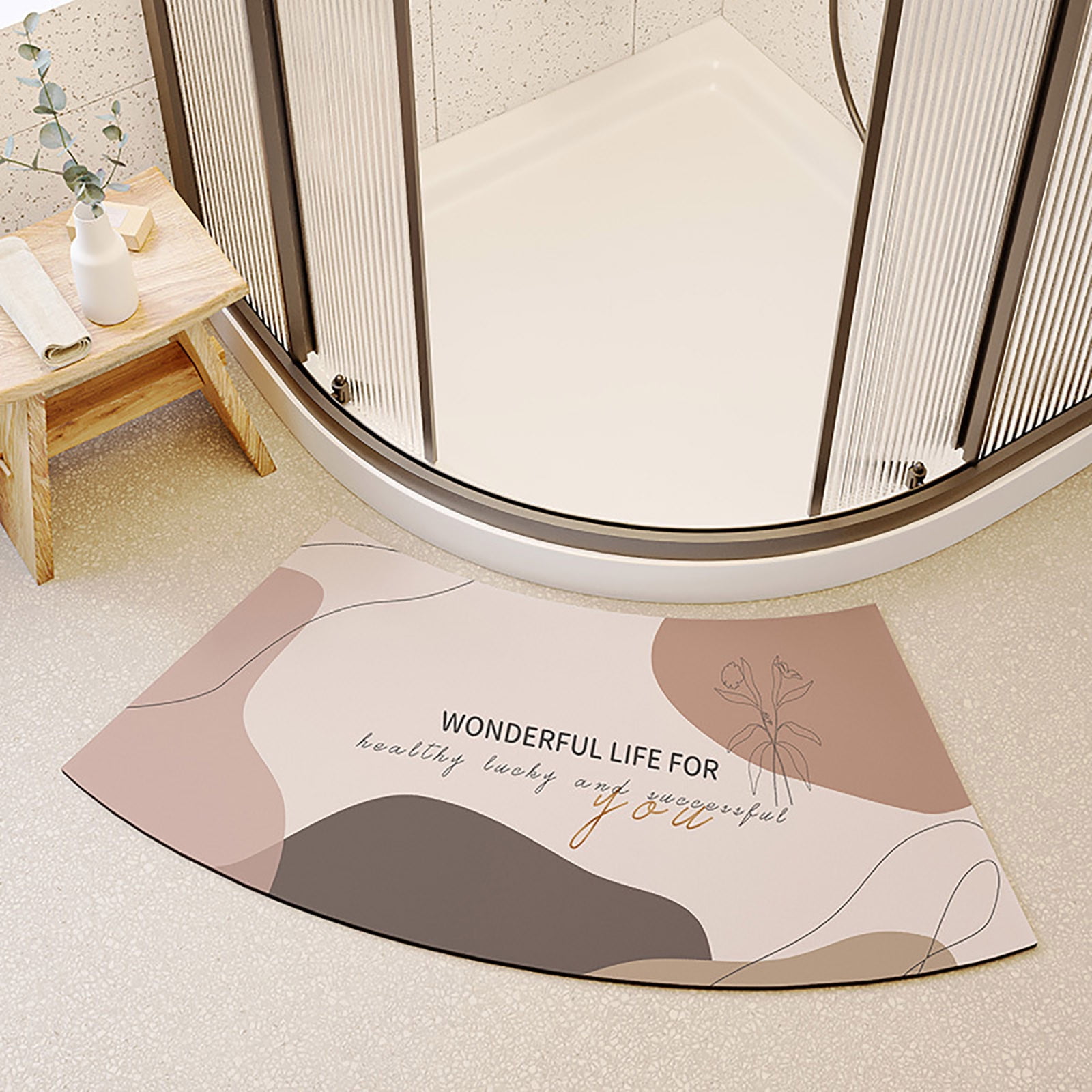Ruimatai Curved Bath Rug, Corner Shower Mats Non Slip, Semi-Circular ...