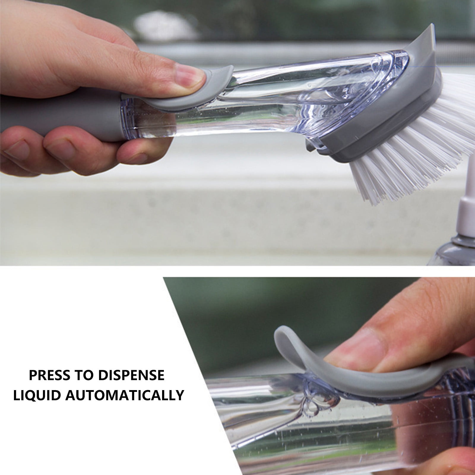 Ruimatai Dish Brushes with Soap Dispenser,Kitchen Dish Scrubber Brushes with Handle,Dishwashing ...