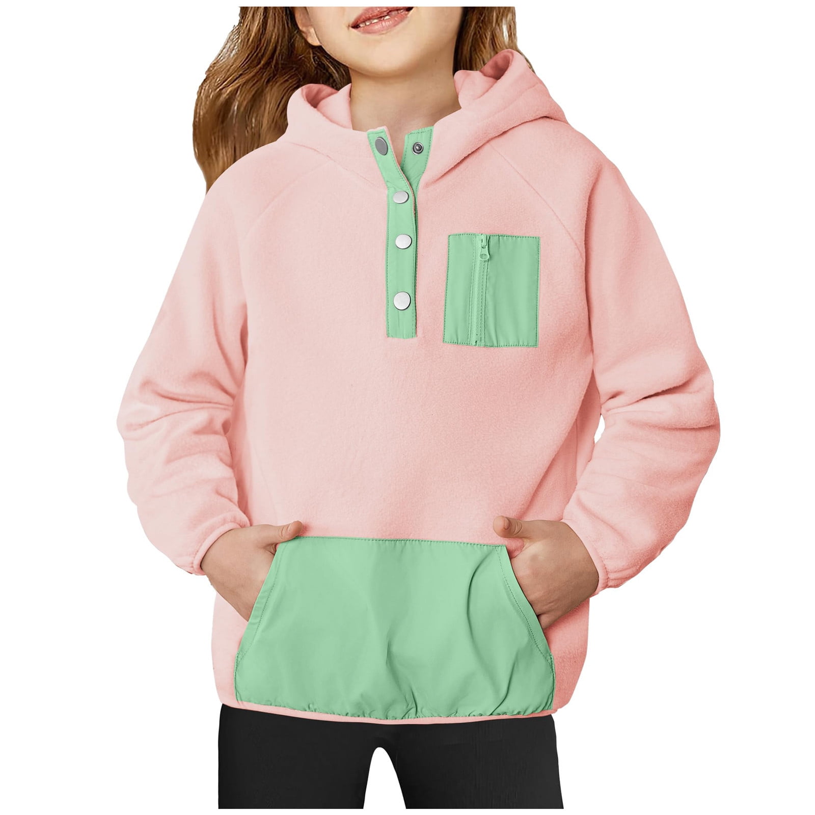 Ruimatai Girls Fleece Hoodie Color Block Sherpa Pullover Hooded ...