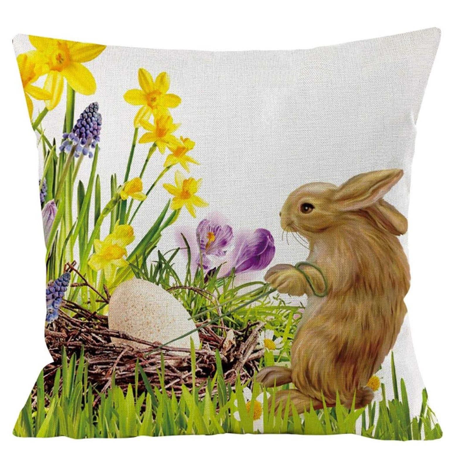 Ruimatai Happy Easter Pillow Covers Set Easter Print Pillow Cases Linen ...