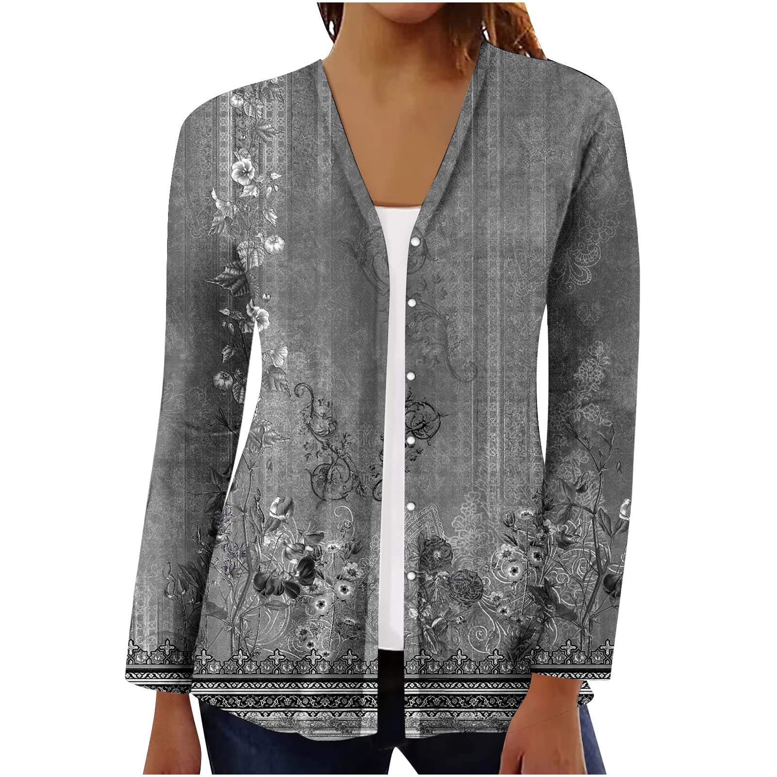 Ruimatai Long Cardigans for Women Plus Size Fall Open Front Cropped ...