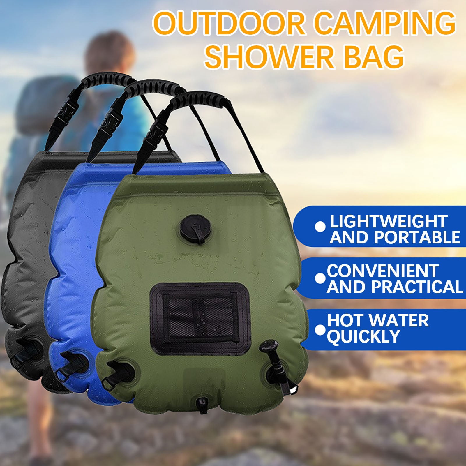 Ruimatai Solar Portable Shower Bag 5 Gal/20L Solar Heating Outdoor ...