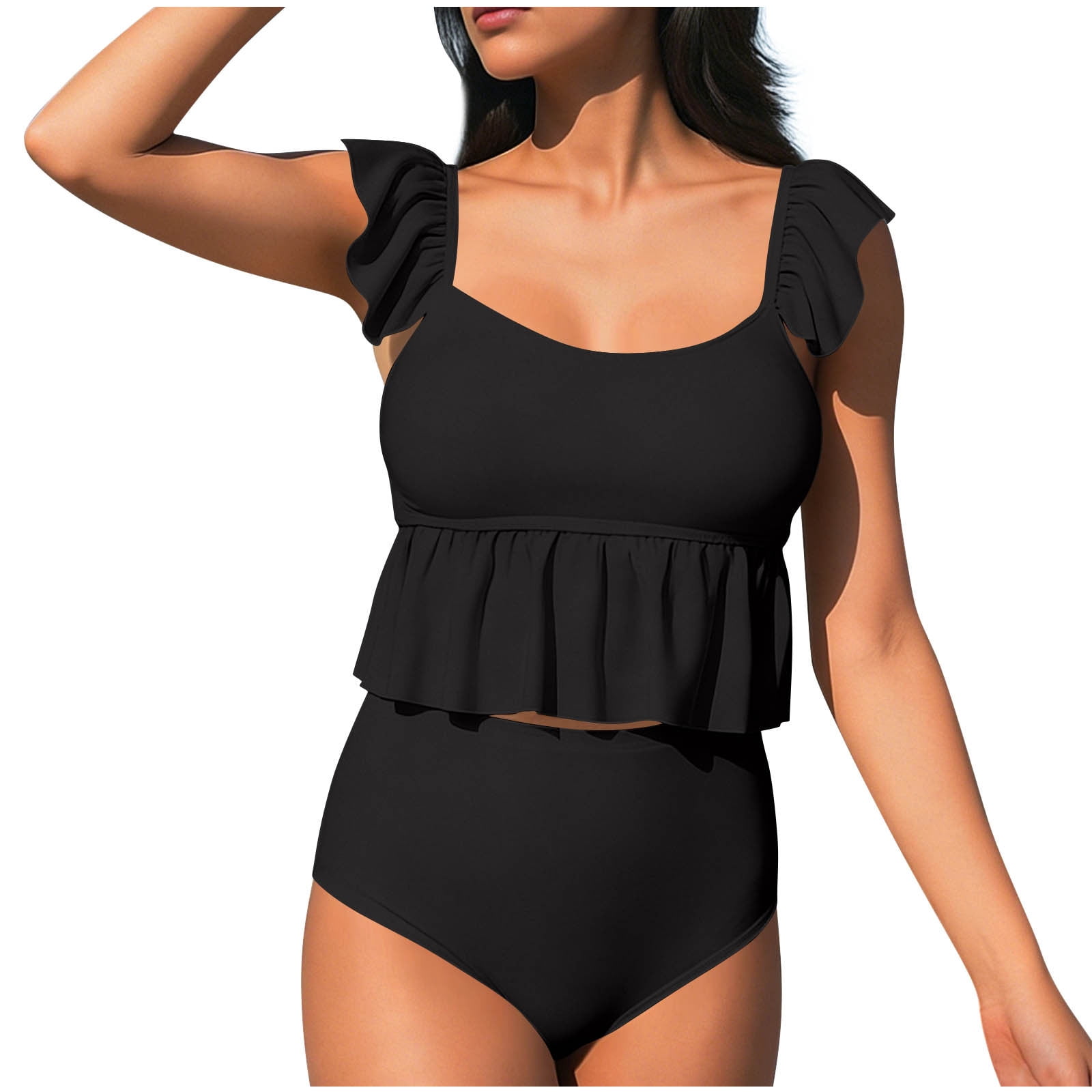 Ruimatai Women's Bikini Set Push Up Padded Adjustable Back Solid Color ...