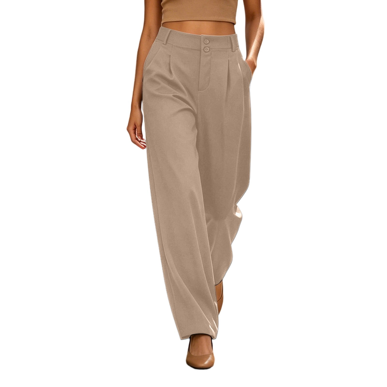 Ruimatai Women's High Waisted Wide Leg Dress Pants Double Button ...