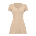Ruimatai Women's Scoop Neck Button Down Short Sleeve Slim Fit A-Line ...