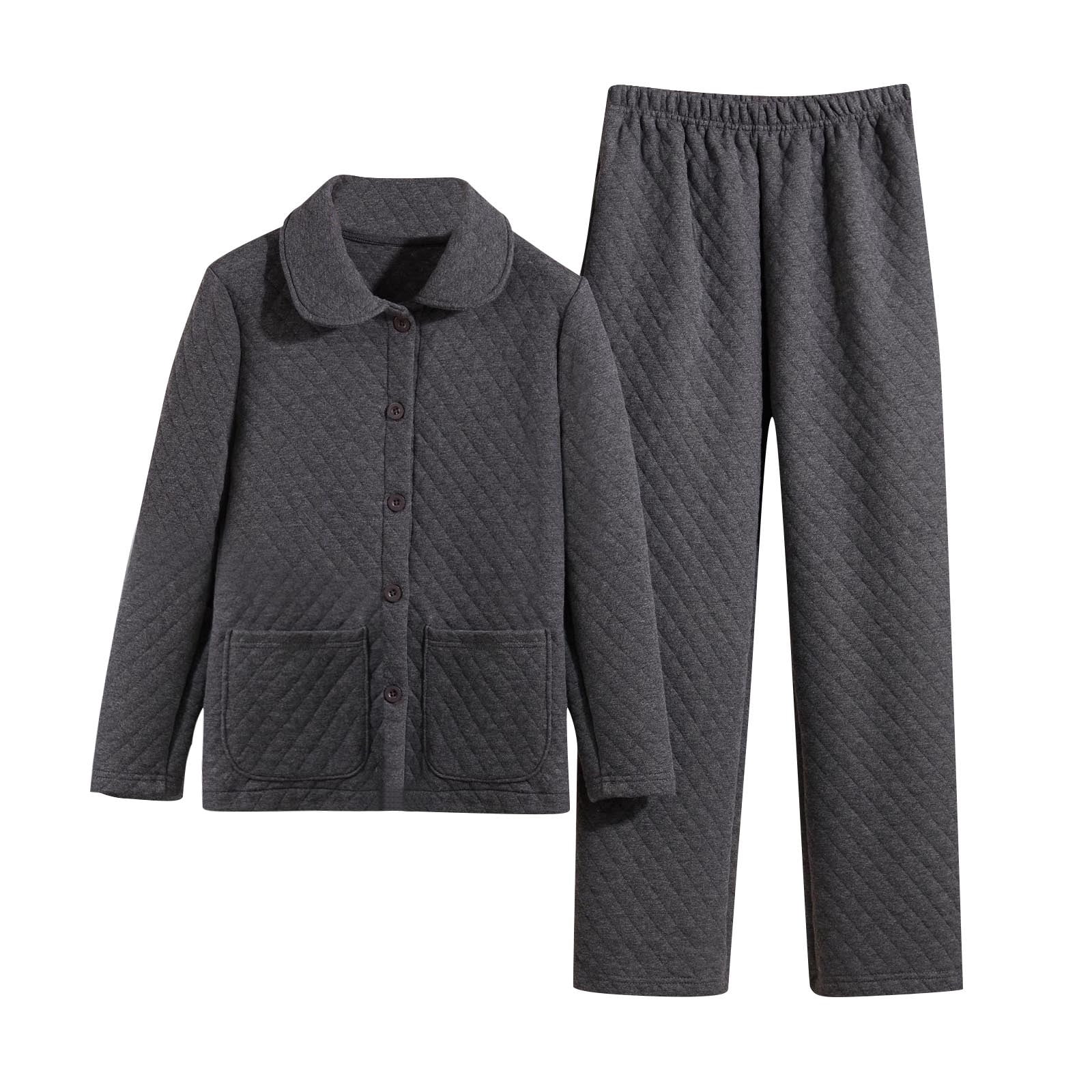 Ruimatai Women's Winter Padded Pajamas Set Cozy Thermal Fleece ...