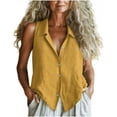 Ruimatai Womens Casual Sleeveless Shirts Collared Button Down Curved ...