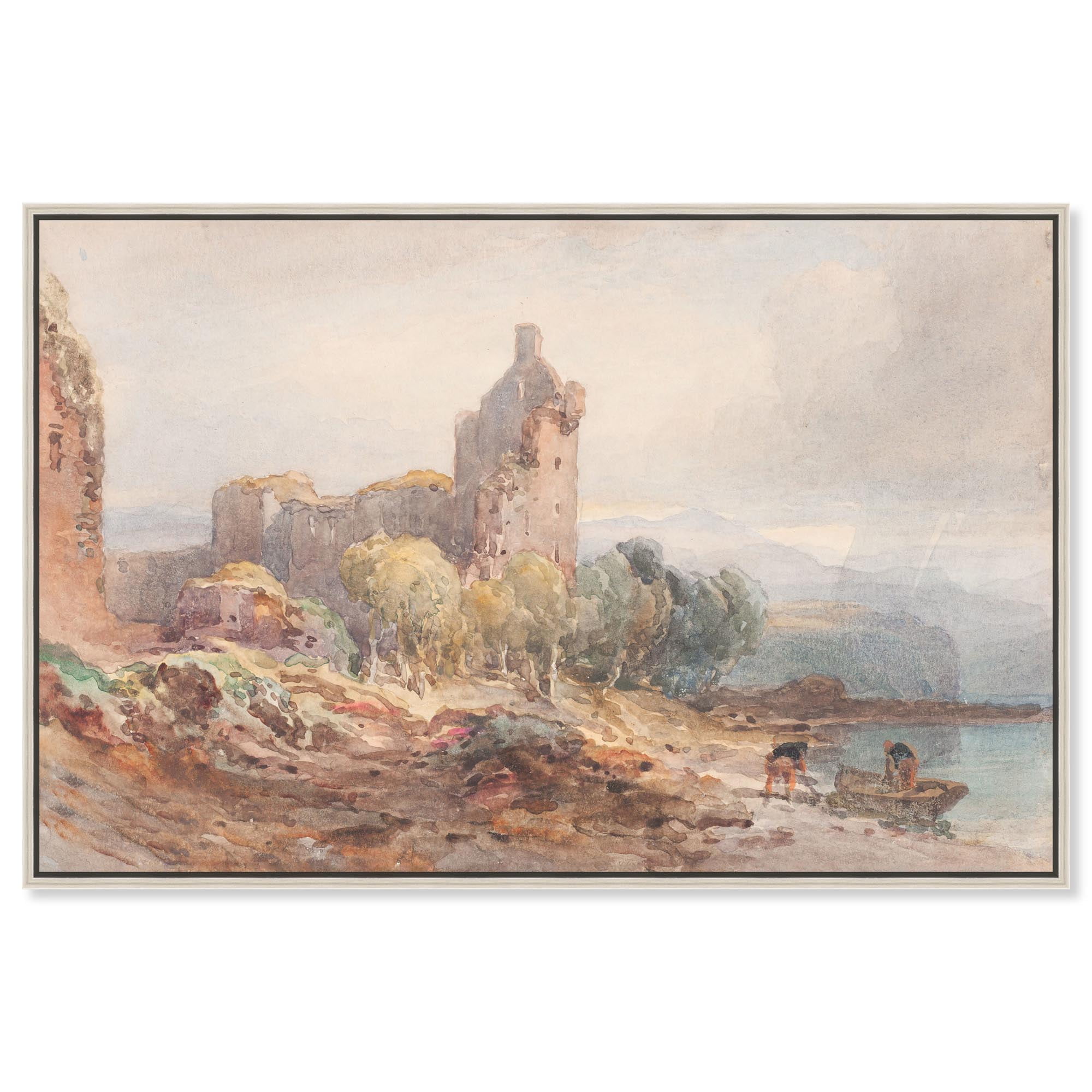 Ruined Castle on a Lake 1881 Canvas Classic Landscape Art by Art Remedy ...