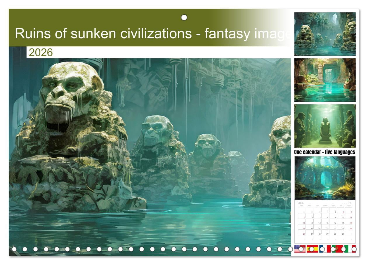 Ruins of sunken civilizations - fantasy images (Monthly Wall Calendar ...
