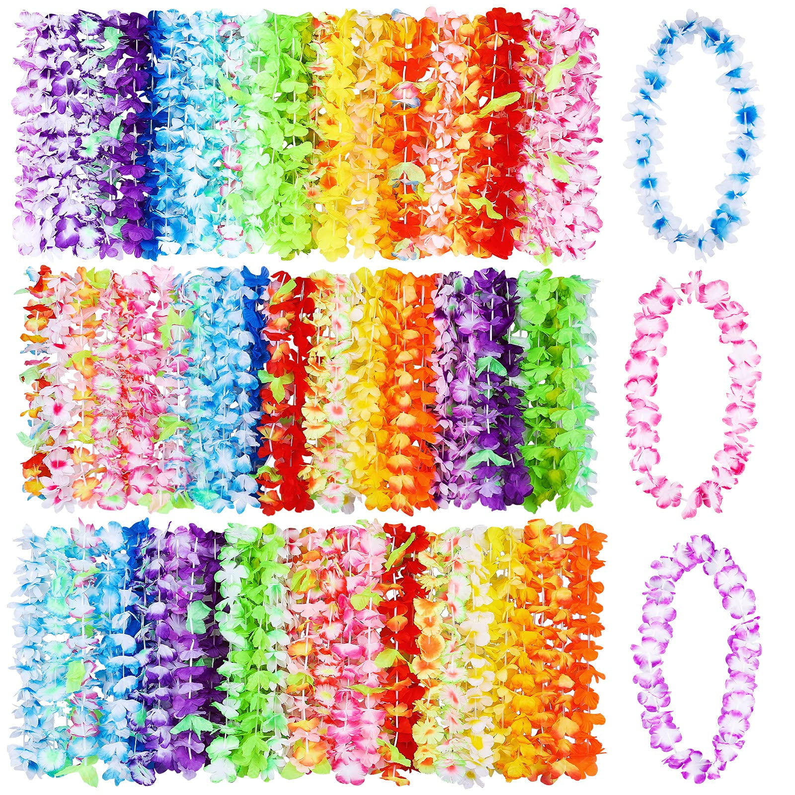 Ruisita 144pcs Hawaiian Garland - 36 Colors Leis Necklace for Luau ...