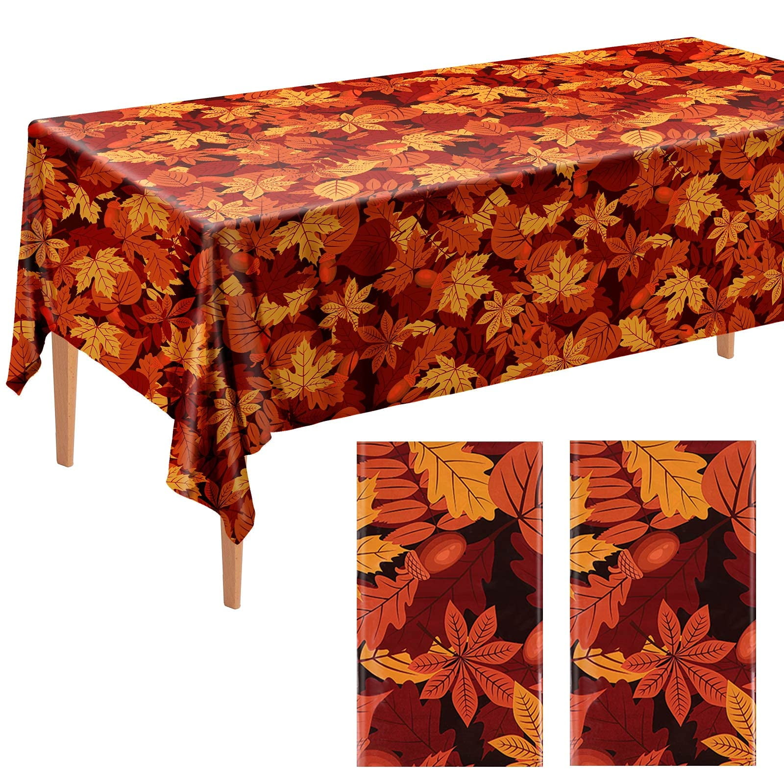 Ruisita 2 Pack Fall Leaf Tablecloth, 108x54 Inches, Maple Leaves PVC ...