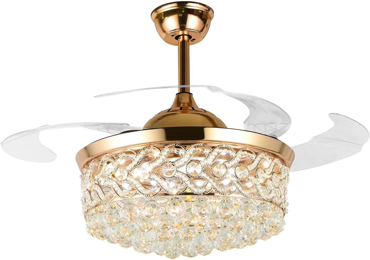 Ruiwing 42" Crystal Ceiling Fan with Light Modern Chandelier ...