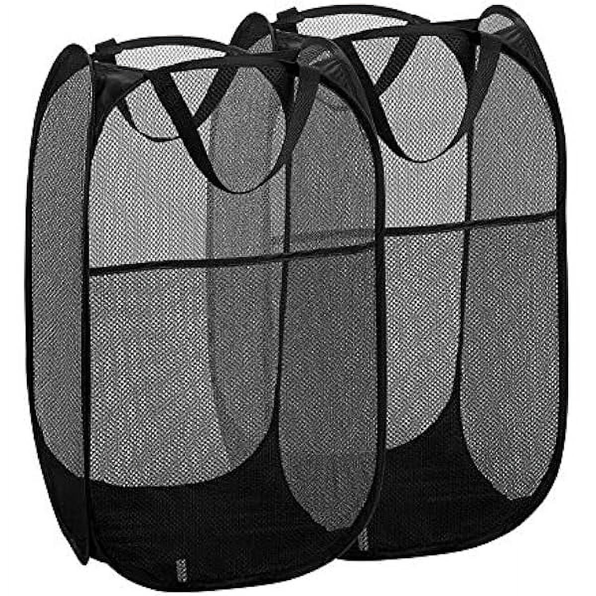 Rujuan 2 Packs Mesh Pop up Laundry Hamper (Black) with Portable Handles ...