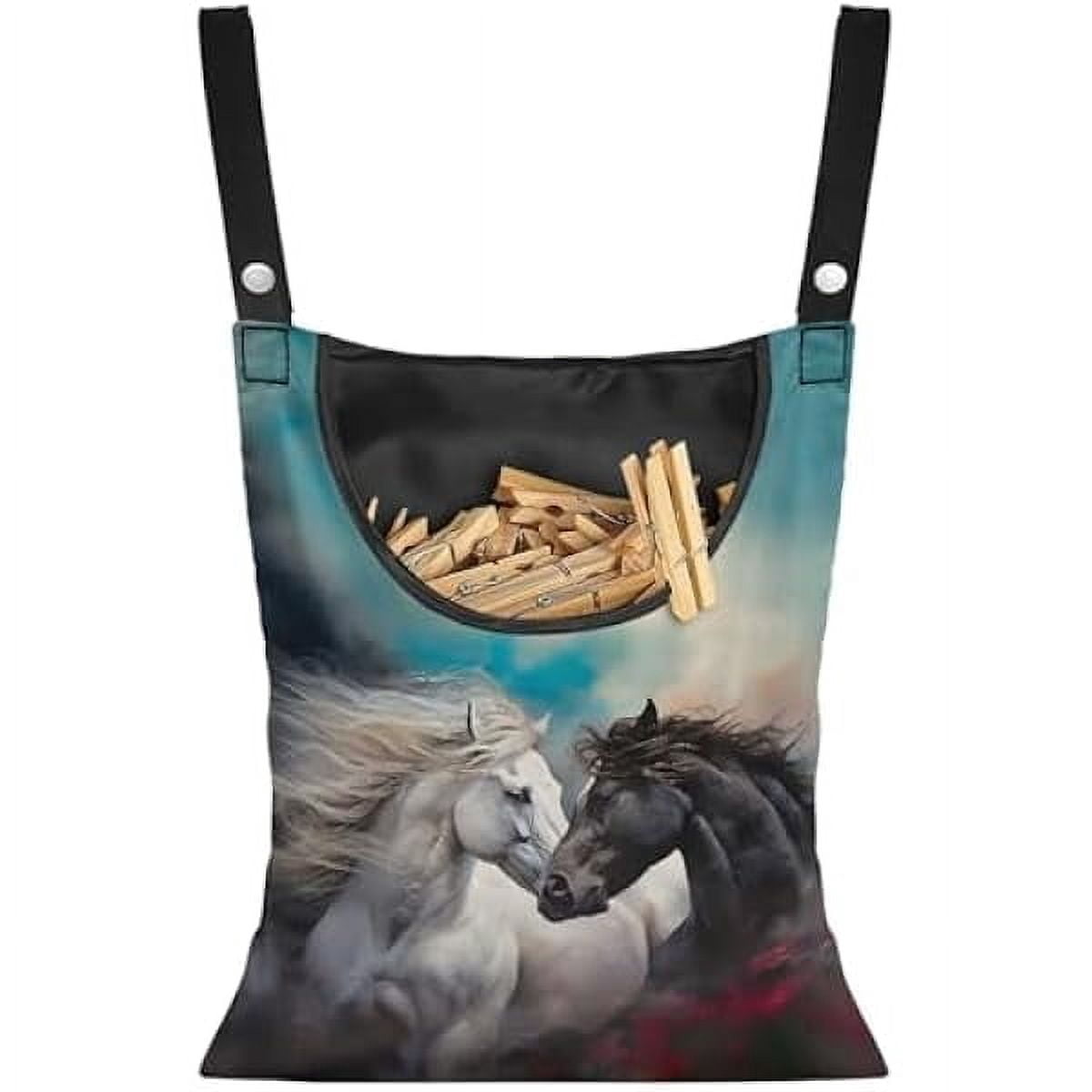 Rujuan Horse Clothes Pin Bag to Hang on Line Laundry Clothespin Holder ...