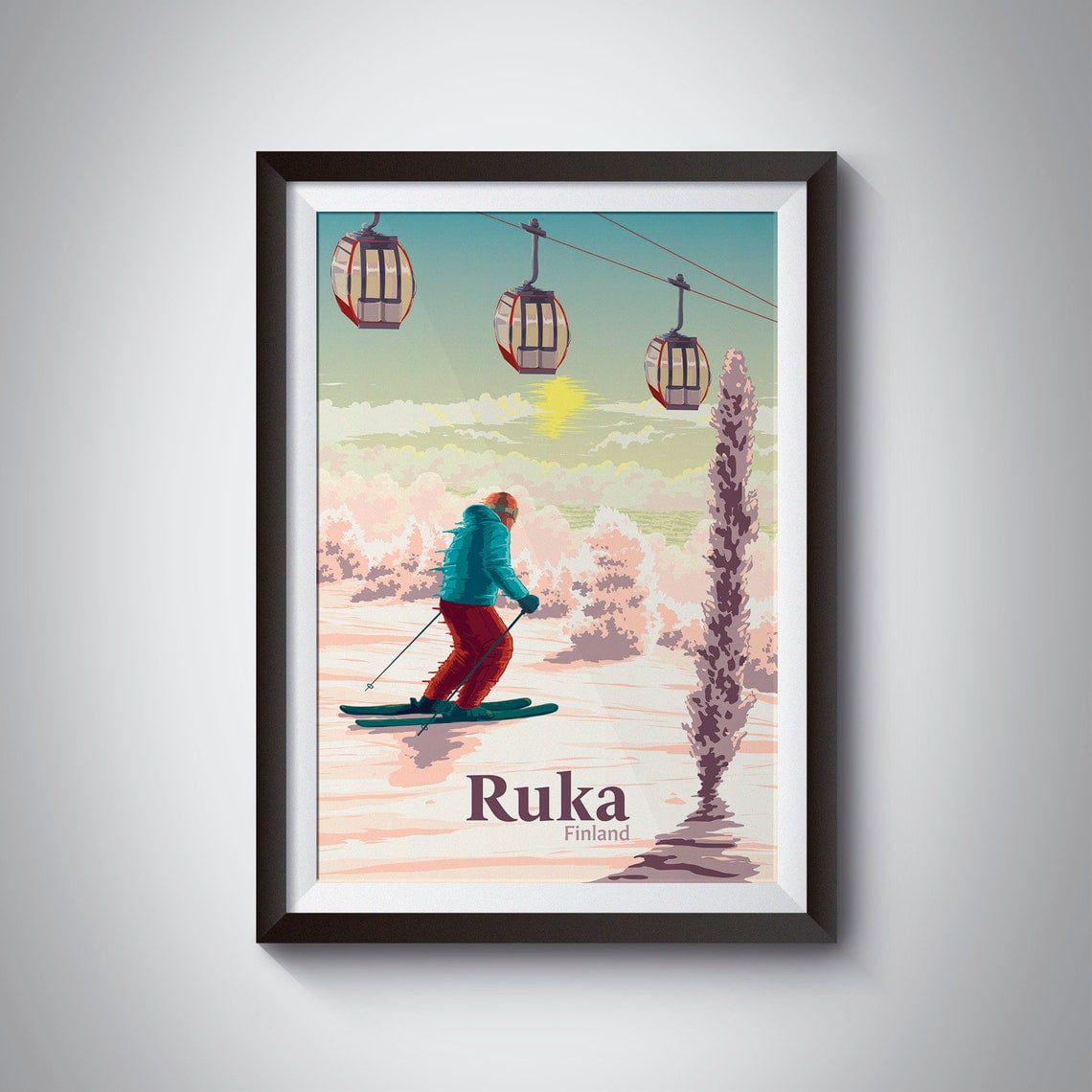 Ruka Finland Ski Resort Poster, Skiing Print, Rukatunturi Kuusamo ...
