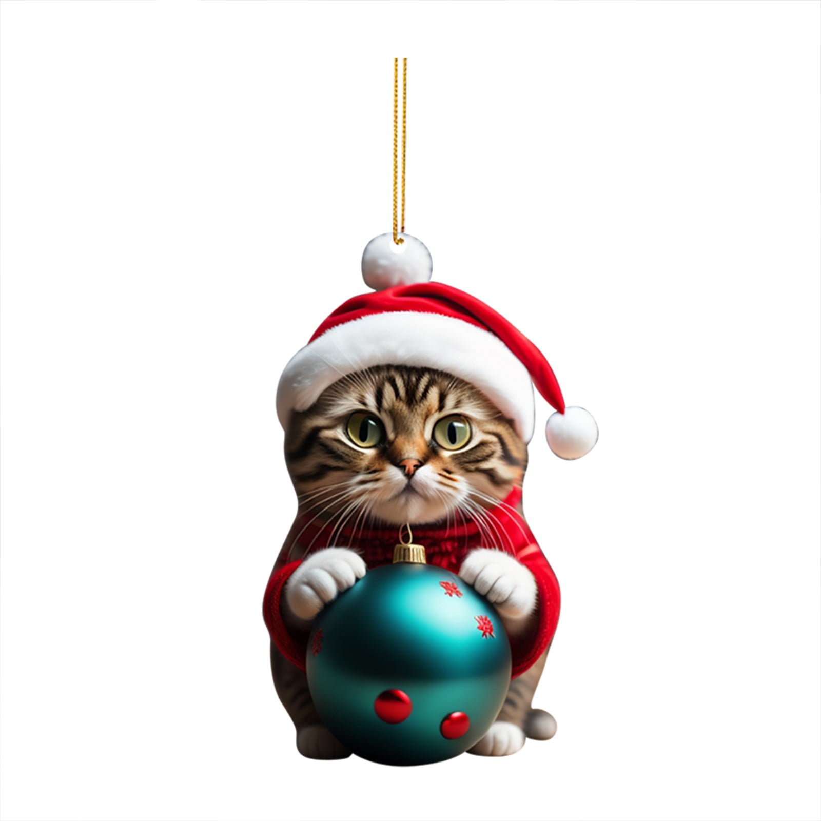 Rukui 2D Acrylic Funny Cat Christmas Tree Ornament Double Printing ...