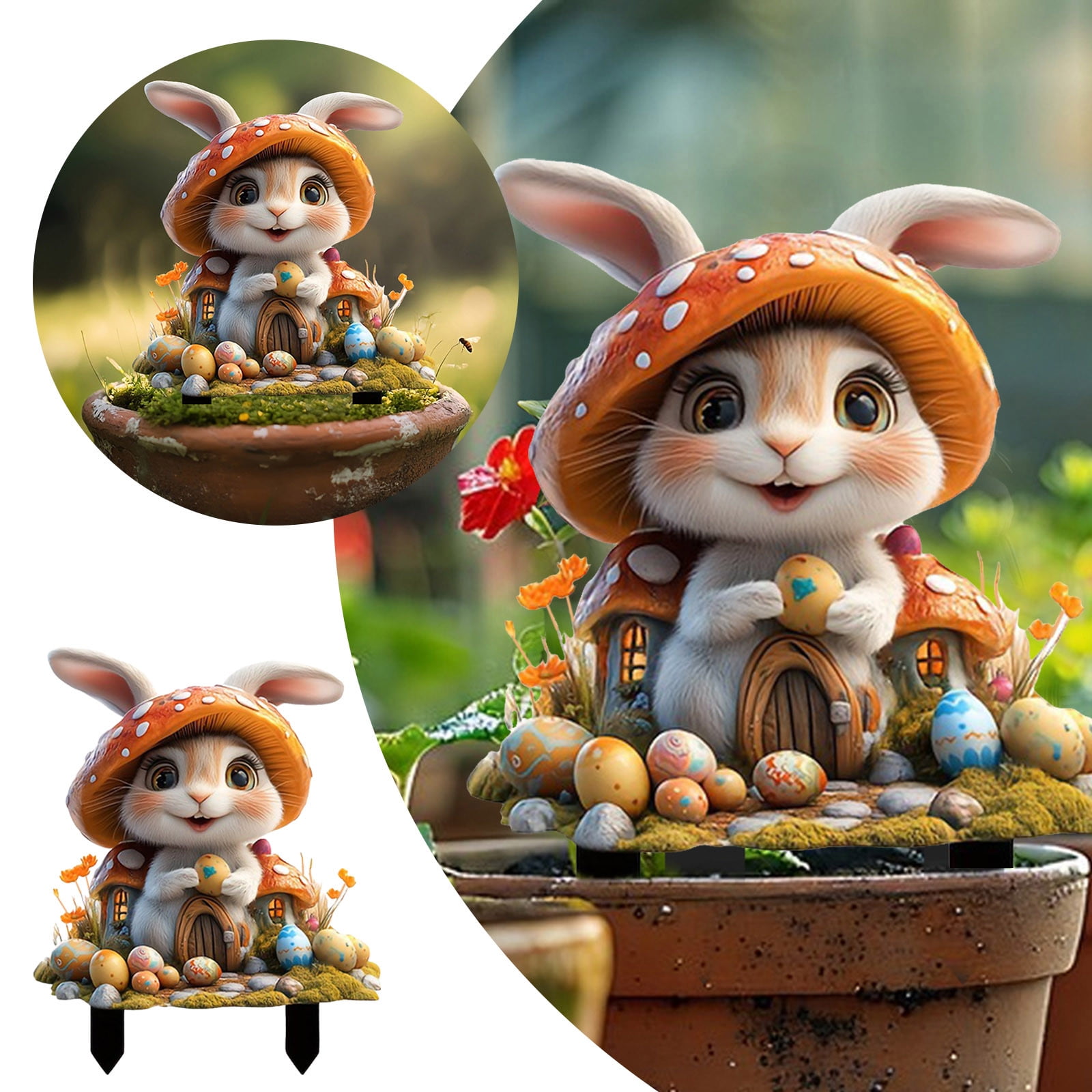 Rukui Easter Bunny 2D Acrylic Insert Landscaping Props Outdoor Patio ...