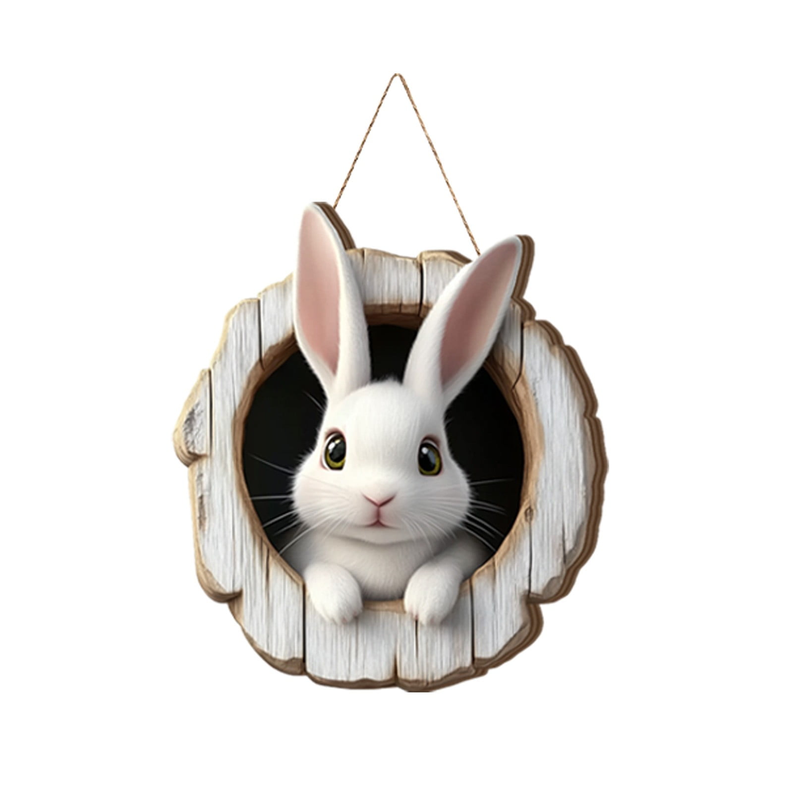 Rukui Easter Wooden Hanging Bunny Sign Welcome Rabbit Plaque for Home ...