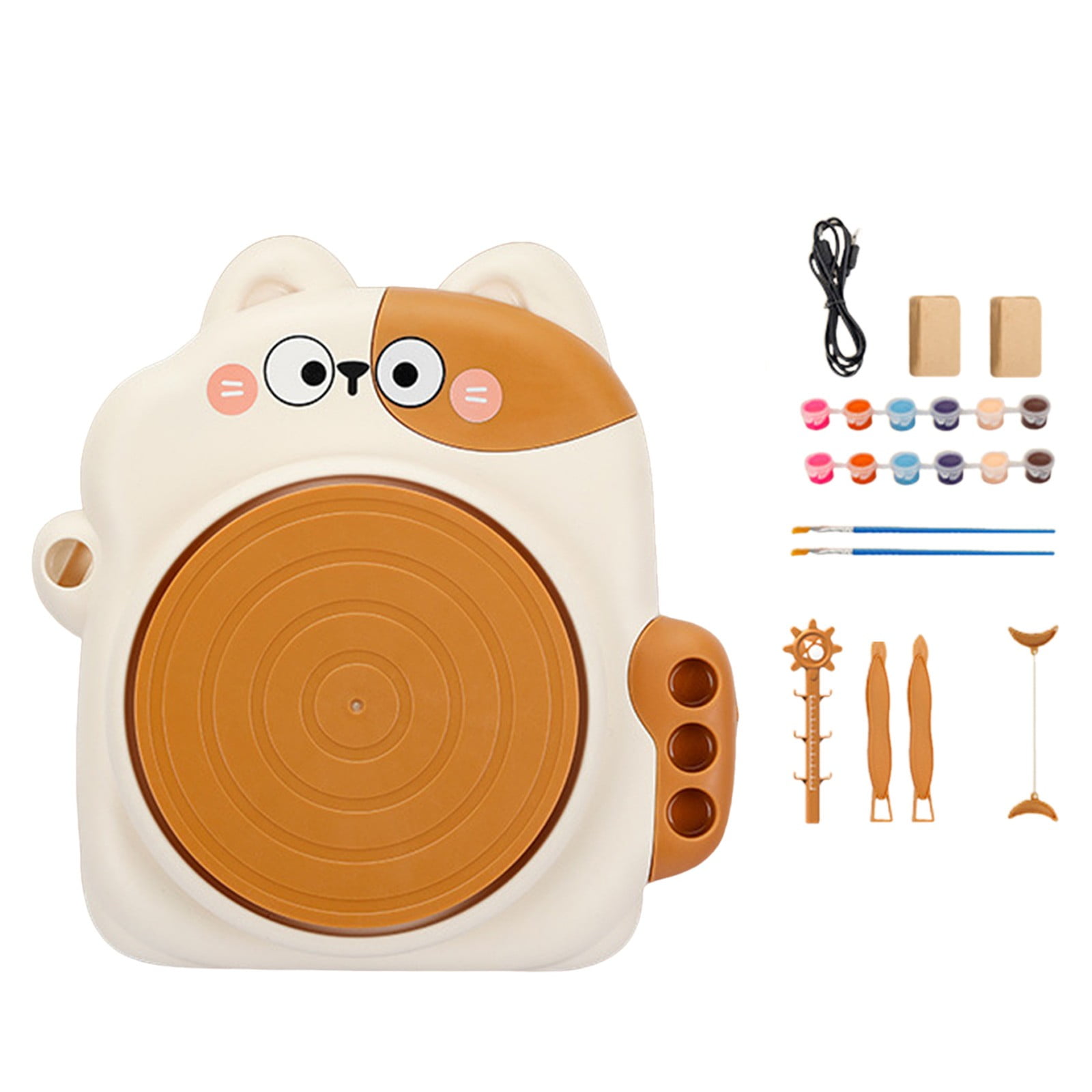 Rukui Kids Pottery Wheel Kit Mini DIY & Tools For Beginners With Clay ...