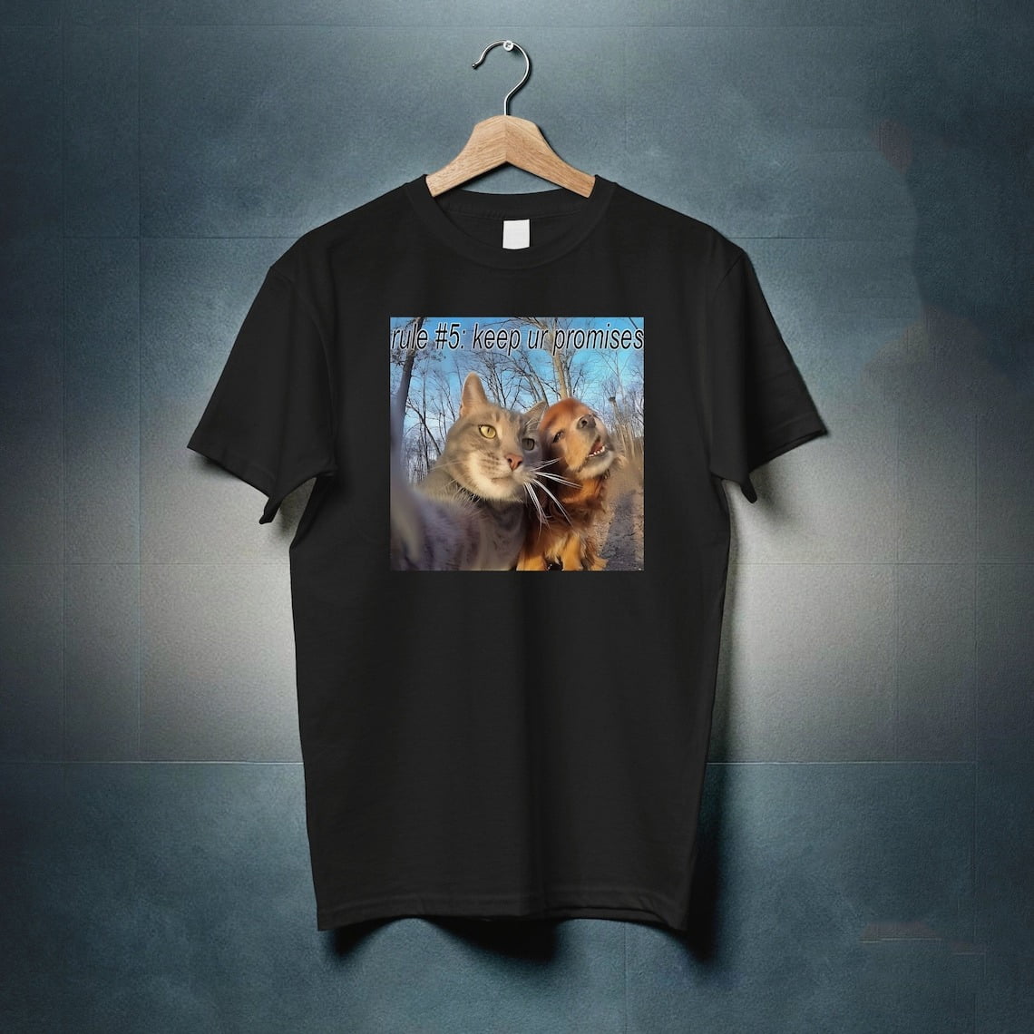 Rule 5 Keep Your Promises Shirt Funny Selfie Cat Meme, Wholesome Cat ...
