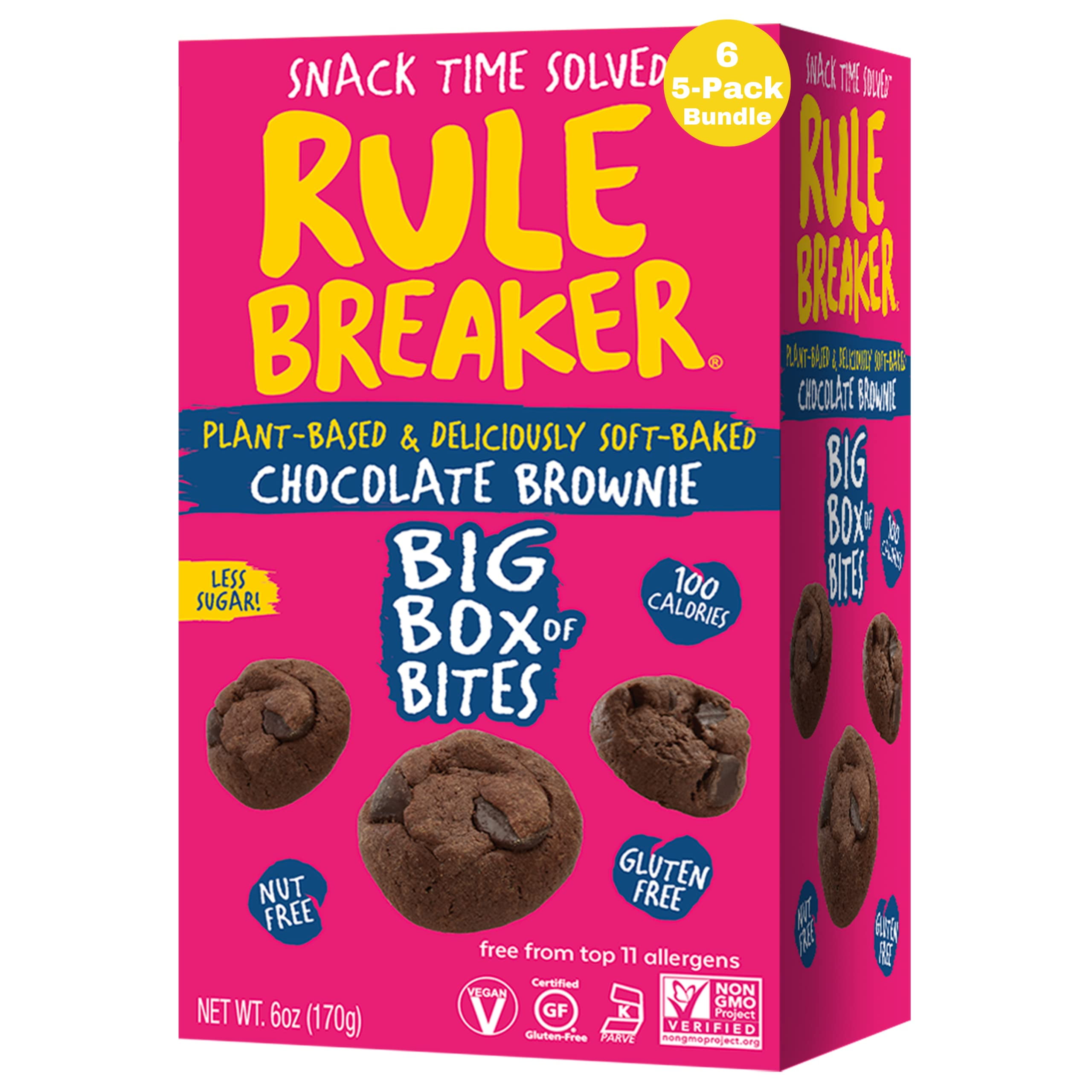 Rule Breaker Snacks Big YPF5 Box of Brownie Bites | Vegan, Gluten-Free ...