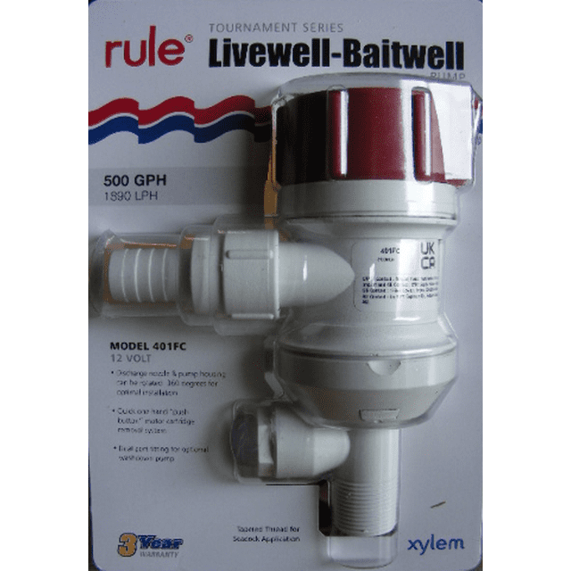 Rule FC Livewell Aerator Water Pump 500GPH Tournament Series 401FC Boat ...