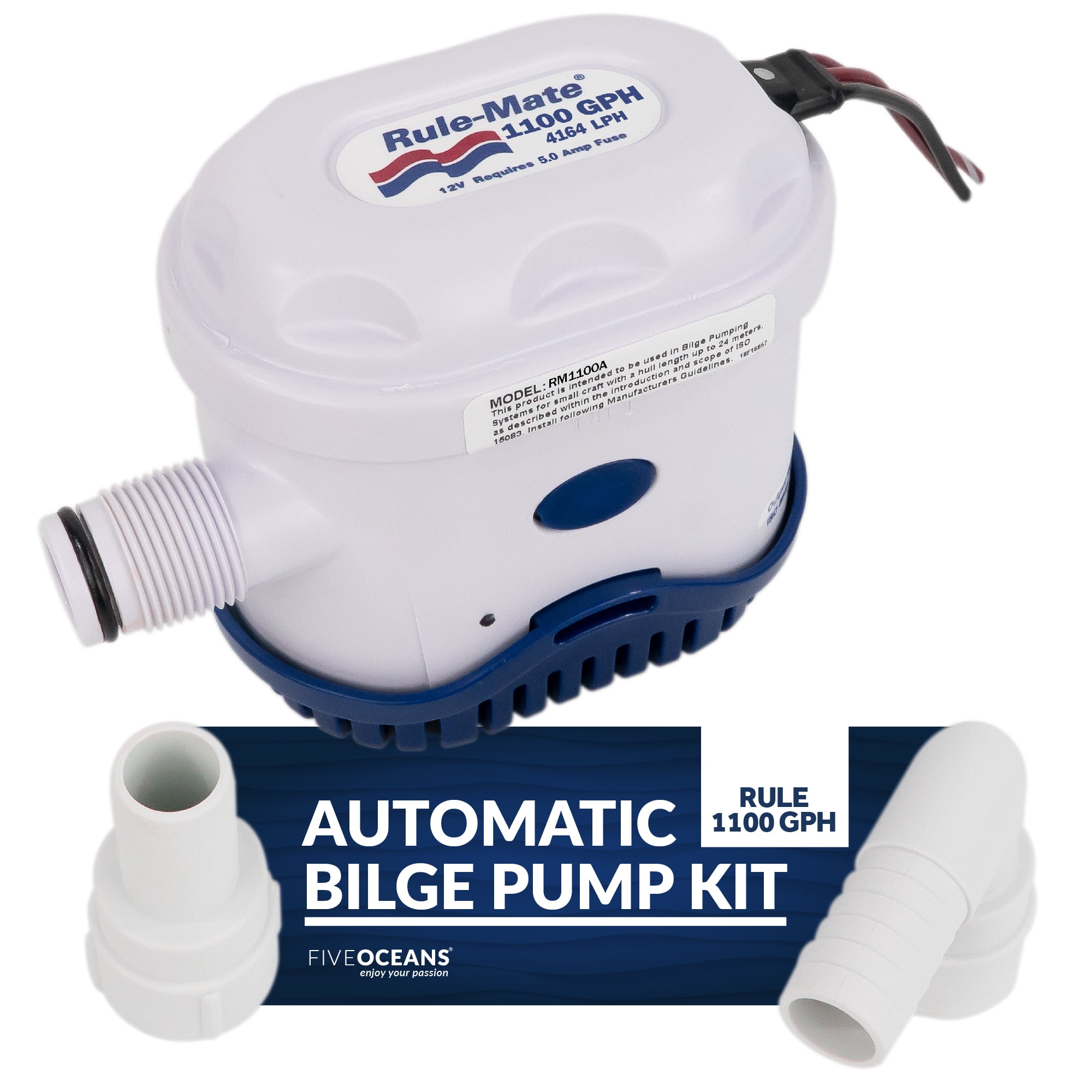 Rule Mate Automatic Marine Bilge Pump 1100 GPH, 12VDC, Model RM1100A ...