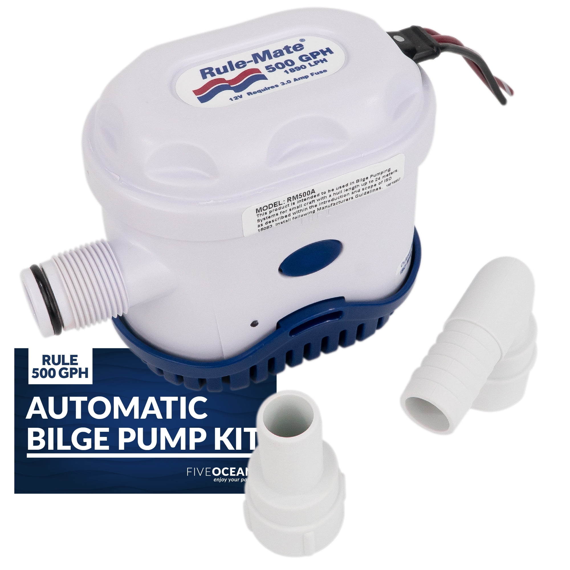 Rule Marine Auto Bilge Pump 500 GPH, Boat Pump with Float Switch, 3/4 ...