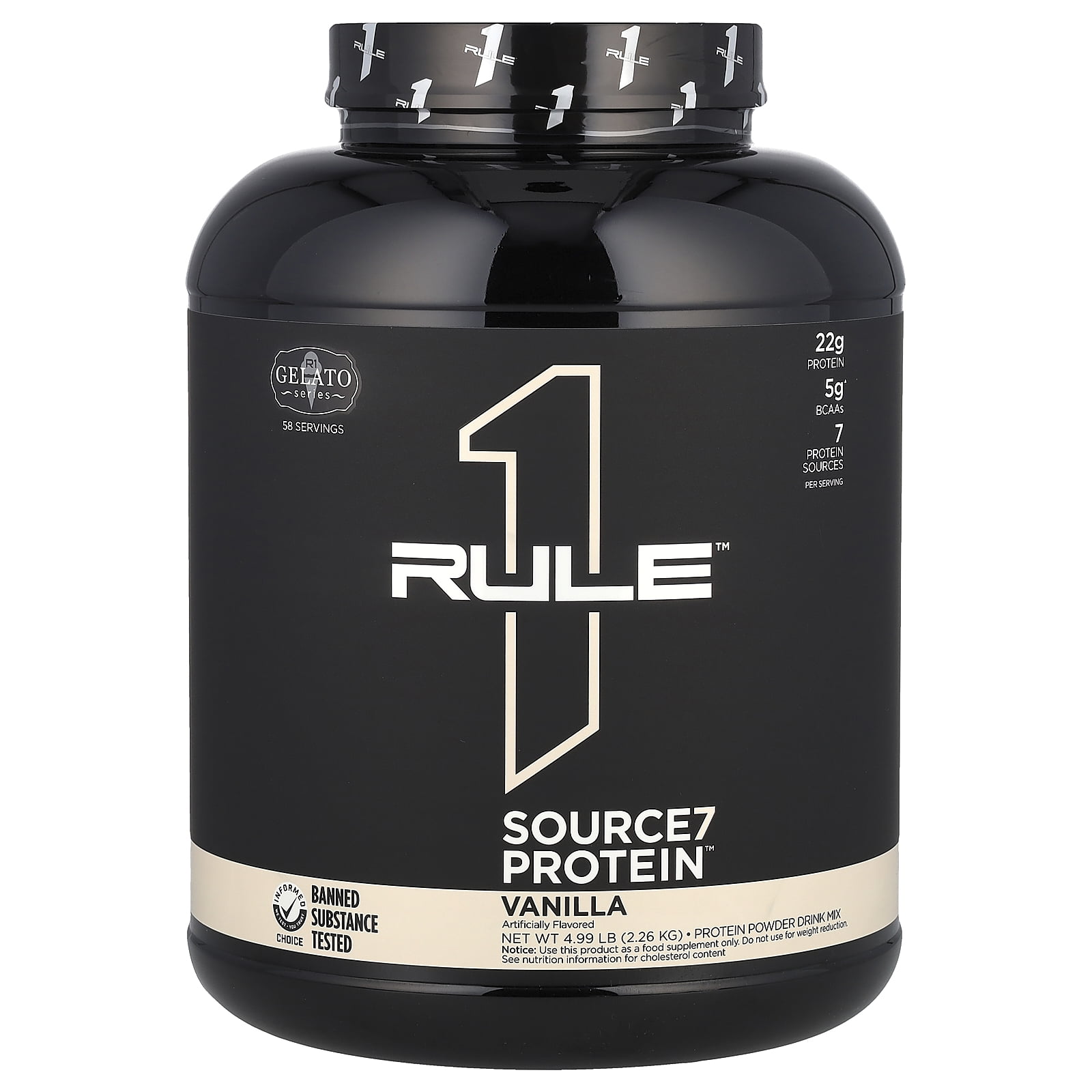 Rule One Proteins Source7 Protein Powder Drink Mix, Vanilla, 4.99 lb (2 ...