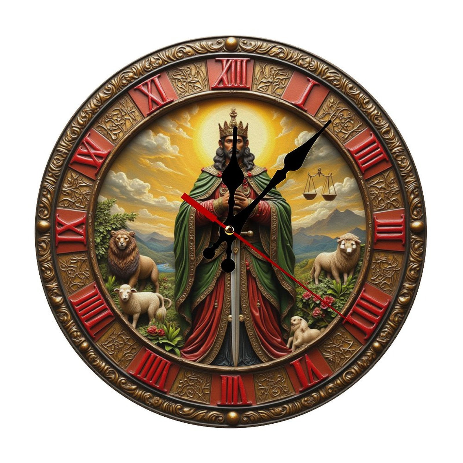 Rule your decor with this 9.8 - inch clock featuring a crowned figure ...