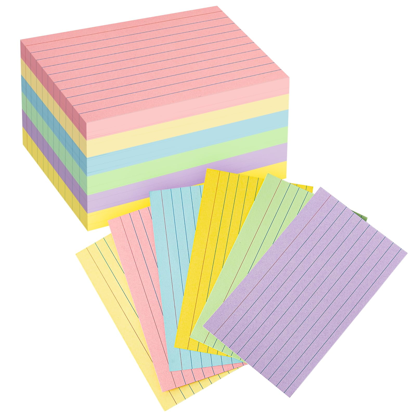 Ruled 3x5 Color Index Cards 300 Sheets, Lined Study Notes for ...