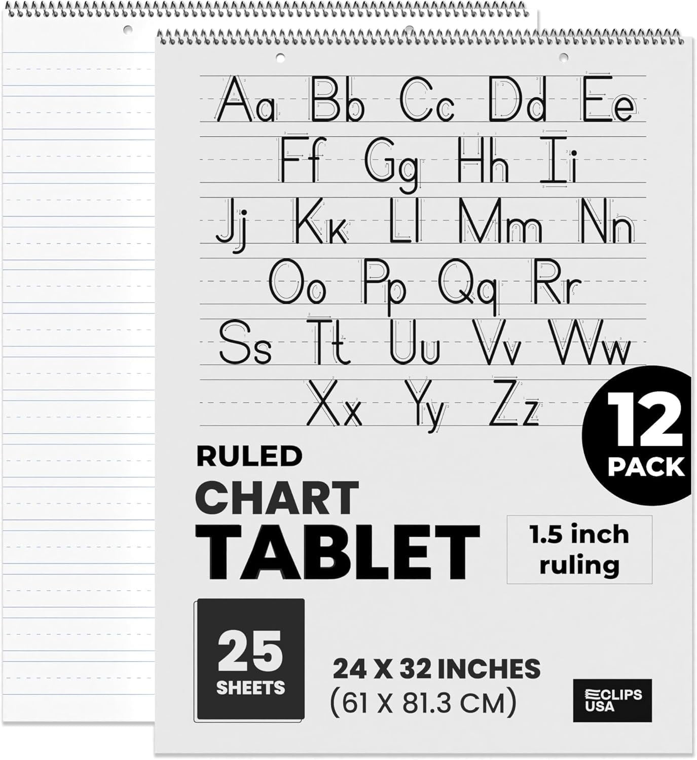 E-CLIPS USA Ruled Anchor Chart Paper 25-Sheet Large Writing Pad, 24” x ...