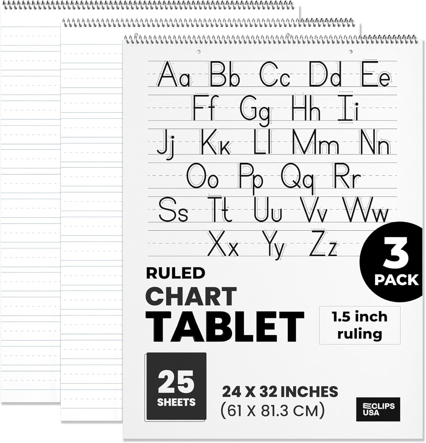 E-CLIPS USA Ruled Anchor Chart Paper 25-Sheet Large Writing Pad, 24” x ...