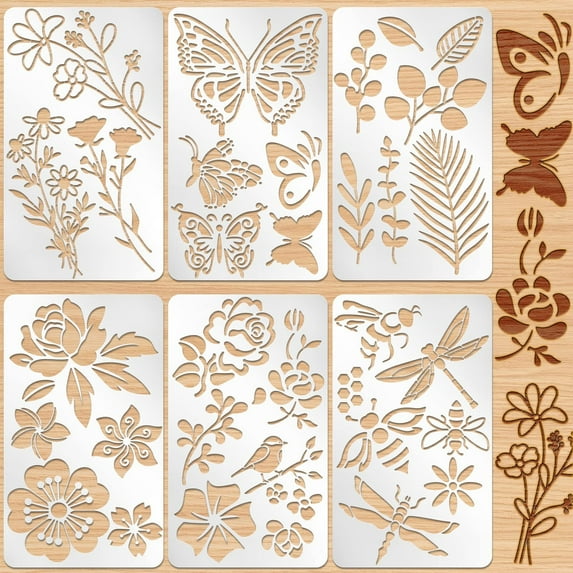 Ruler,6 Pcs Mixed Metal Stencil Wood Stencil Templates Stencils For ...
