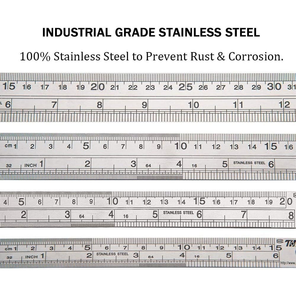 Ruler Metal Straight Edge Stainless Steel Ruler 6 Inch 8 Inch 12 Inch ...