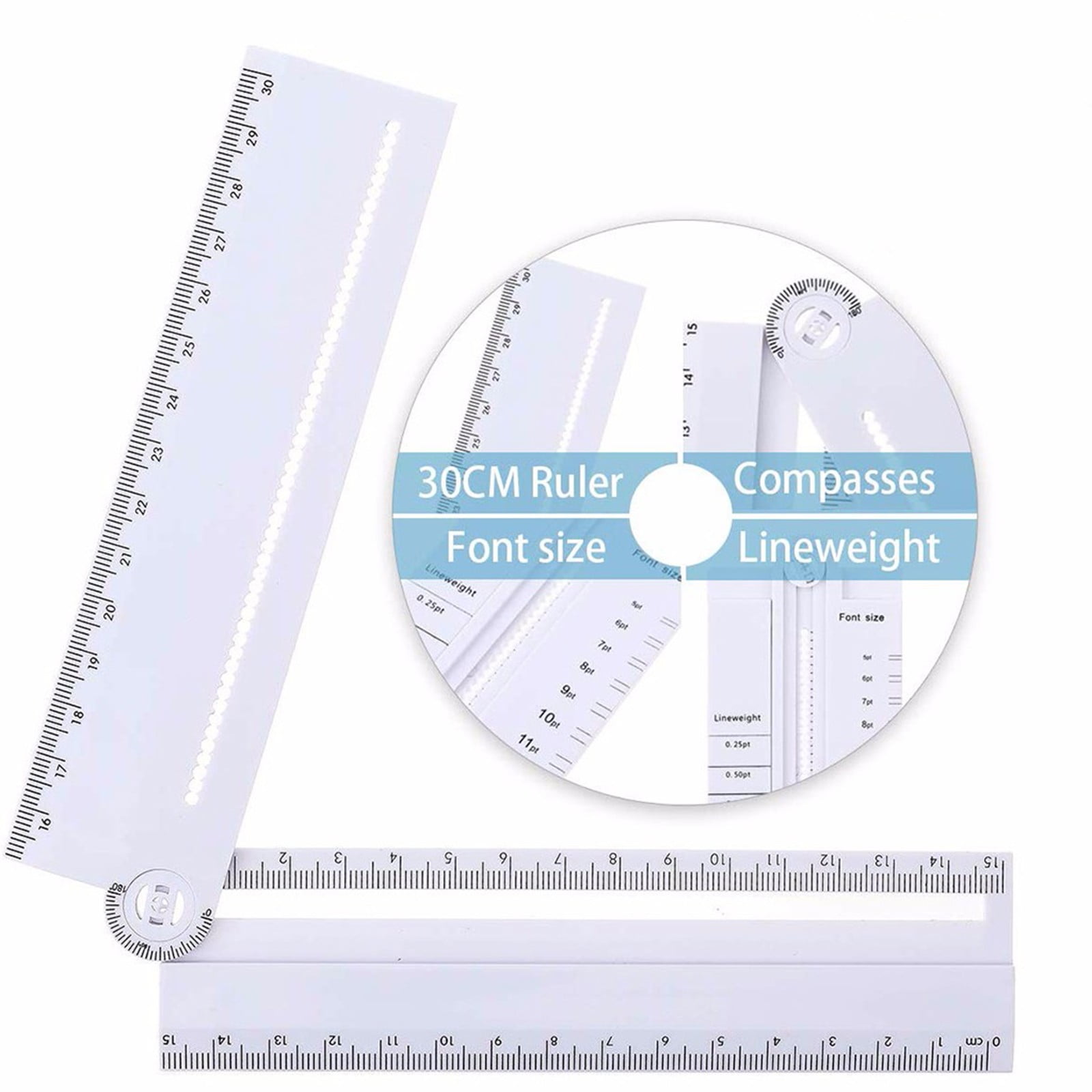 Ruler Plastic Inch Ruler Ruler Multifunction Standard/Metric Straight ...