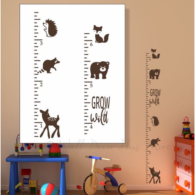 Ruler Wall Height Chart Growth Grow Wild Forest Animals Decal Sticker 7 ...