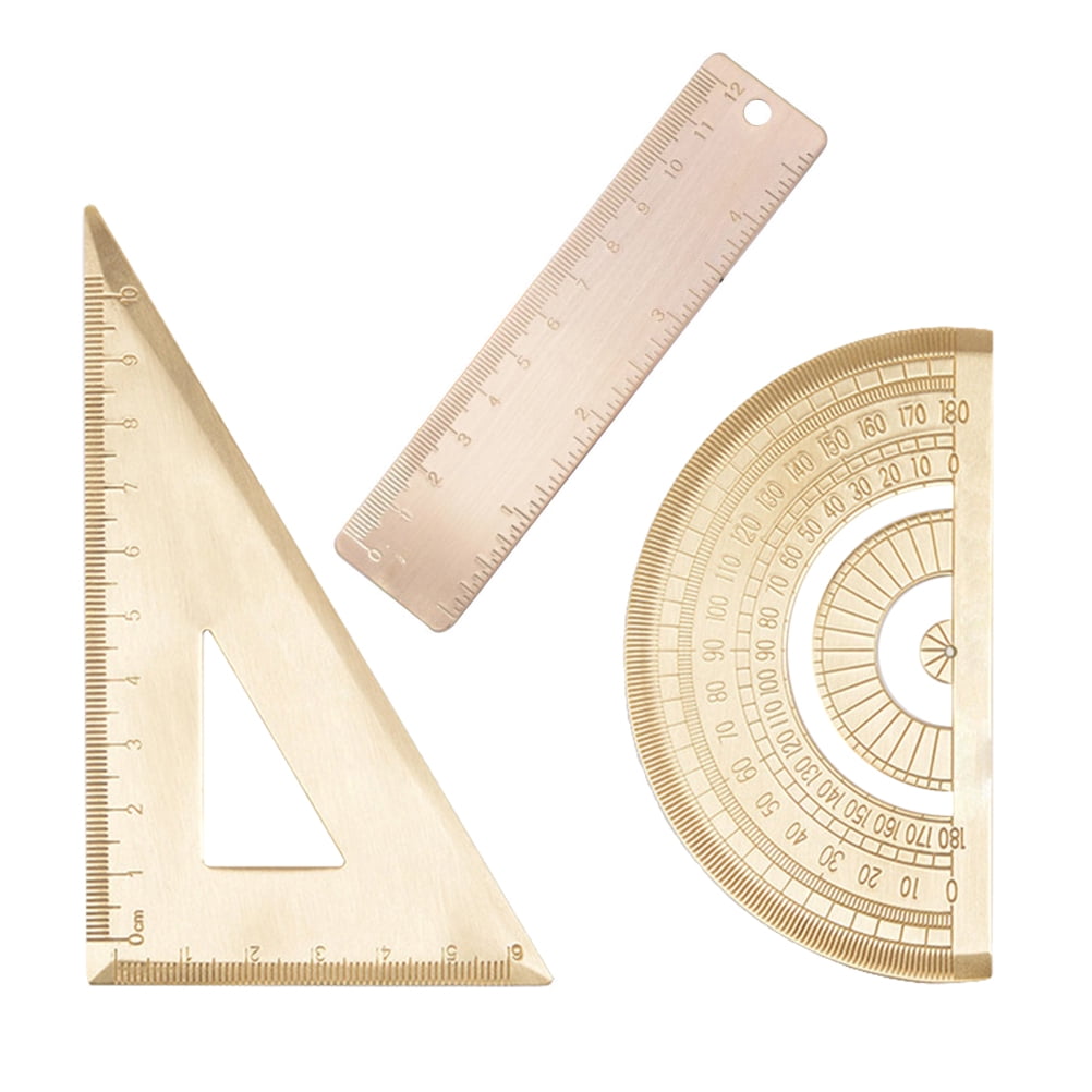 Rulers Collapsible Brass Drawing Tools Protractor Geometry Set Office ...