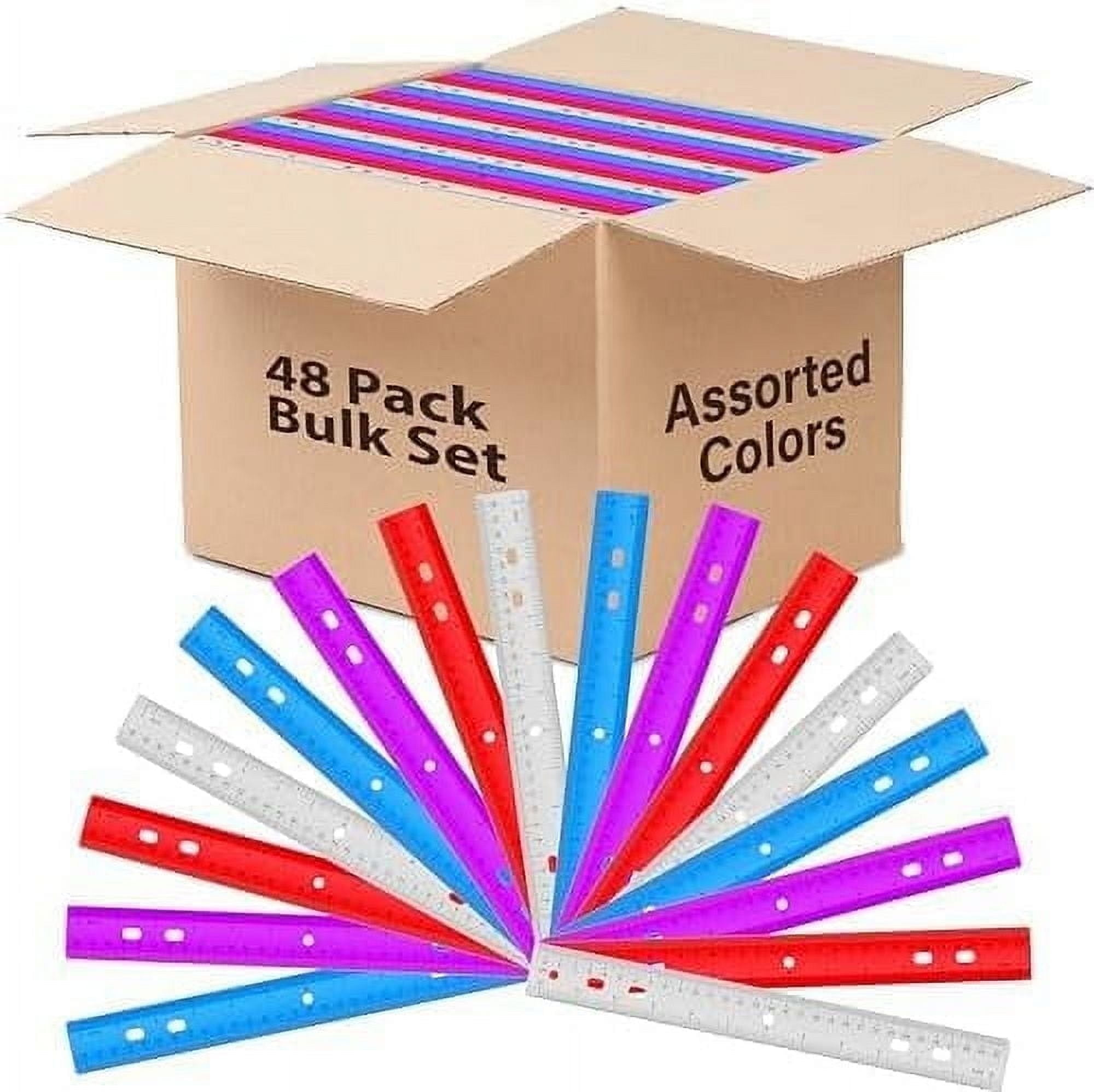 E-Clips USA 12-Inch Plastic Ruler, Durable Flexible Rulers in Assorted ...